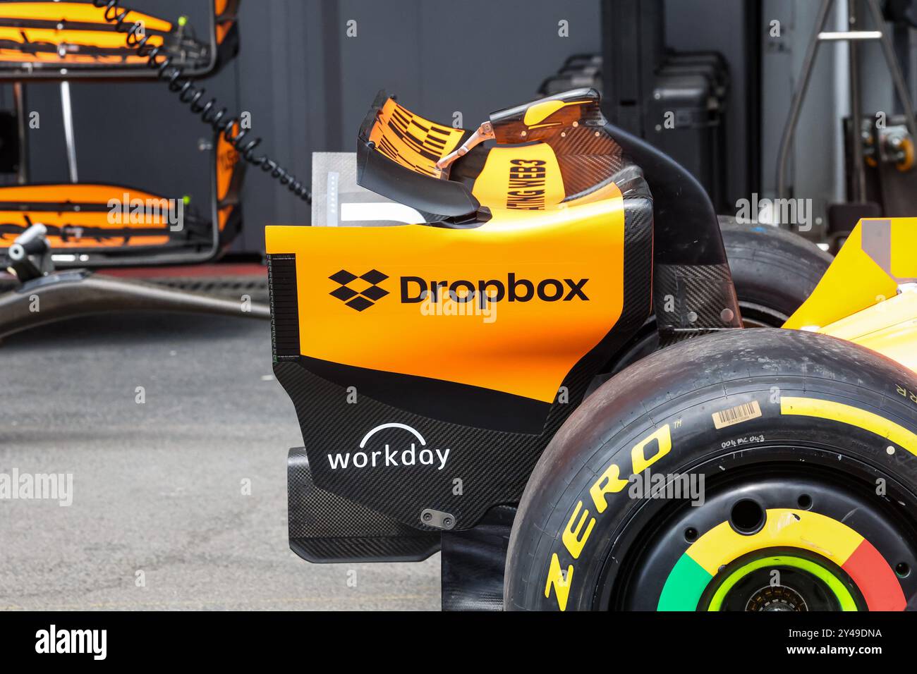 McLaren F1 Team MCL38, mechanical detail of rear wing during the ...