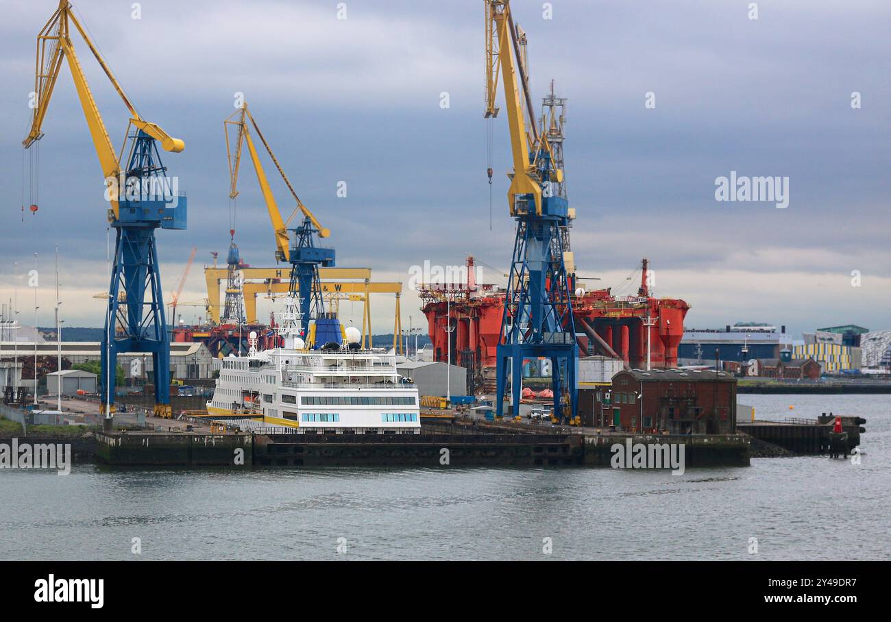 Belfast, United Kingdom. Sep 16, 2024 : Cruise ship in Harland & Wolff ...