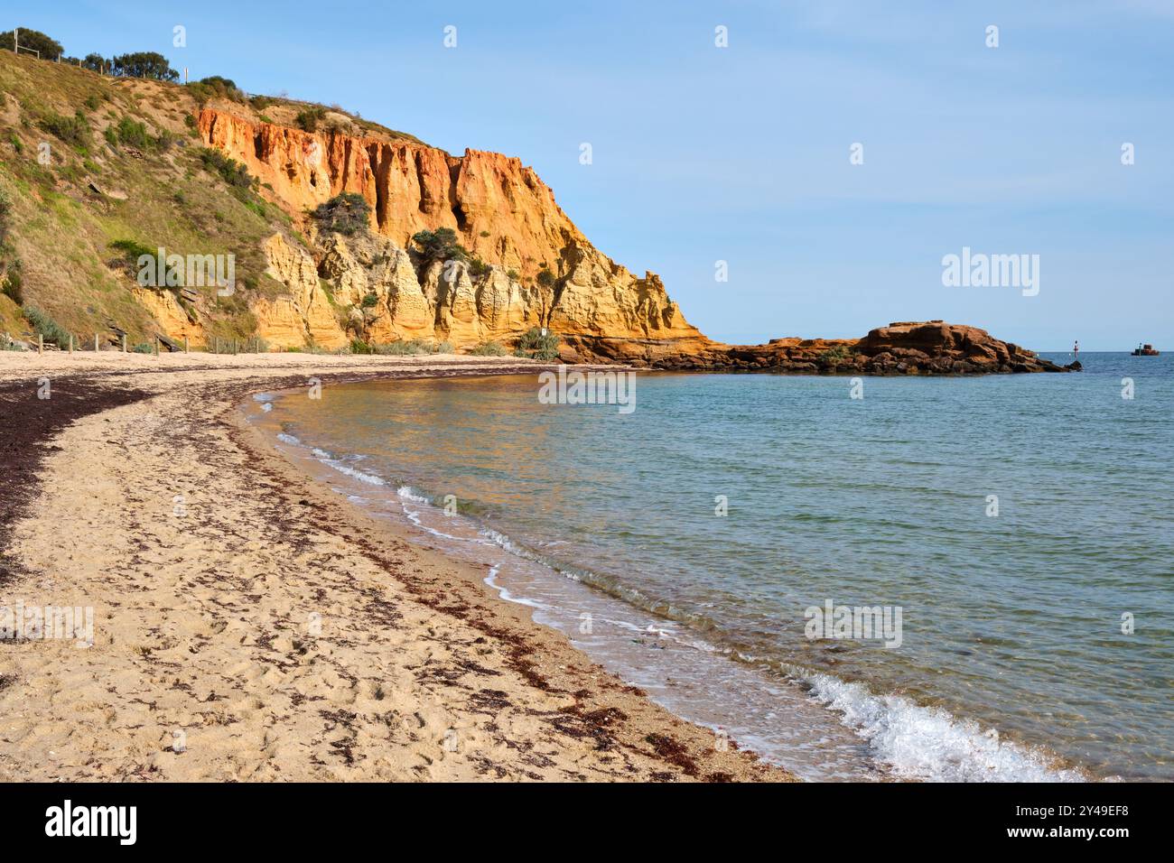 The sandstone cliff face at Red Bluff at the southern end of ...