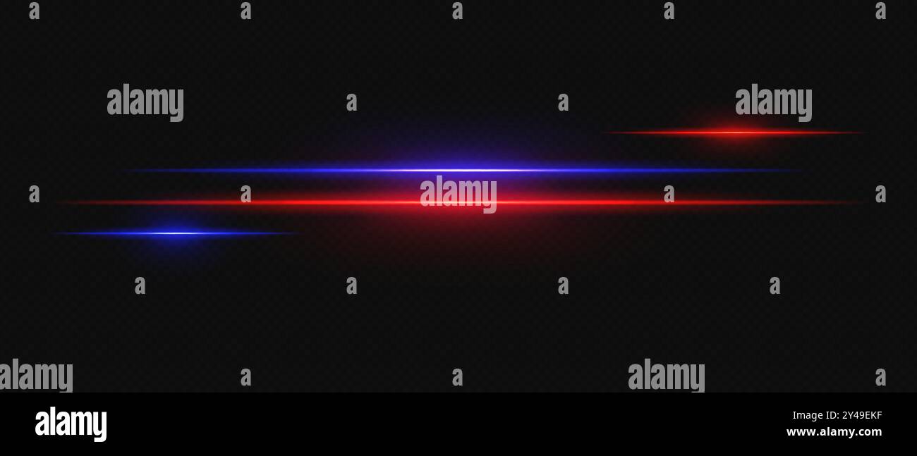 Blue and red neon stripes or light flash. Laser beams, horizontal beams ...