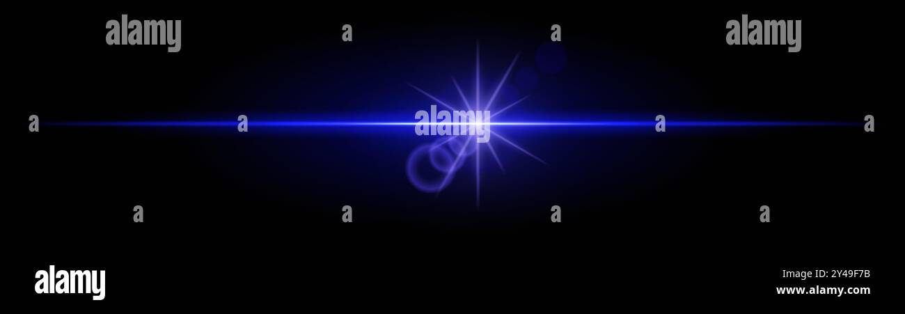 Blue neon stripes or light flash. Laser beams, horizontal beams ...