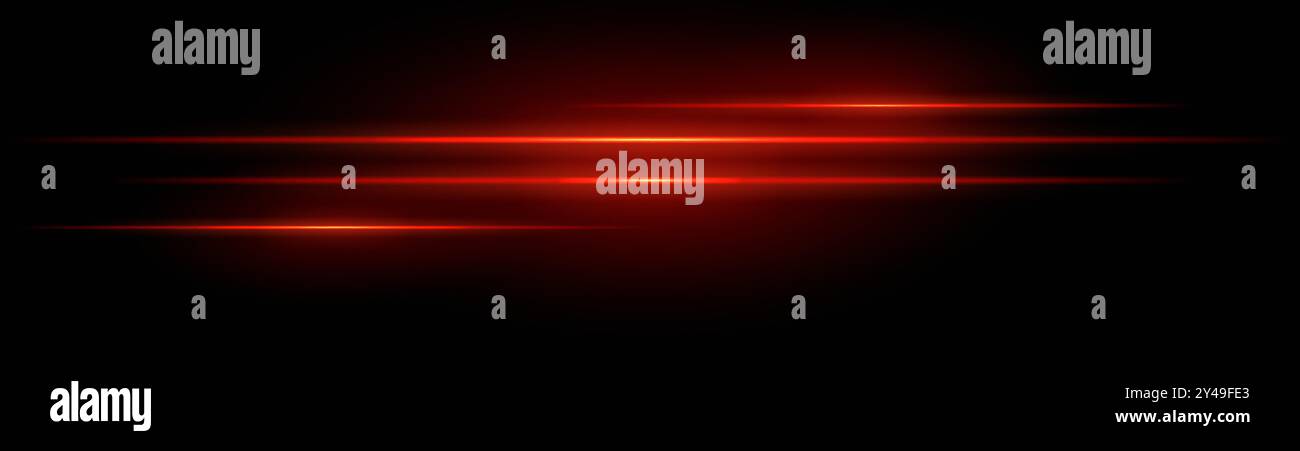 Red neon stripes or light flash. Laser beams, horizontal beams ...