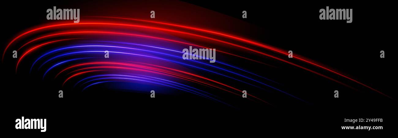 Red and blue speed neon Arc stripes or light flash. Laser beams ...