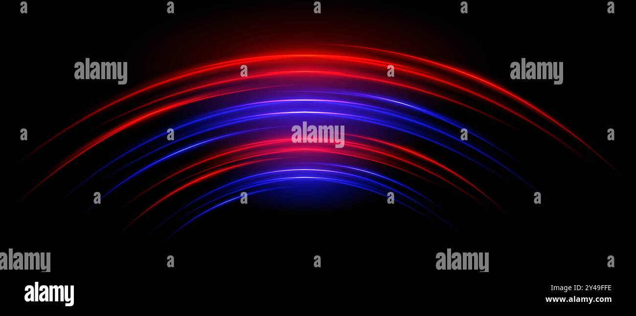 Red and blue speed neon Arc stripes or light flash. Laser beams ...