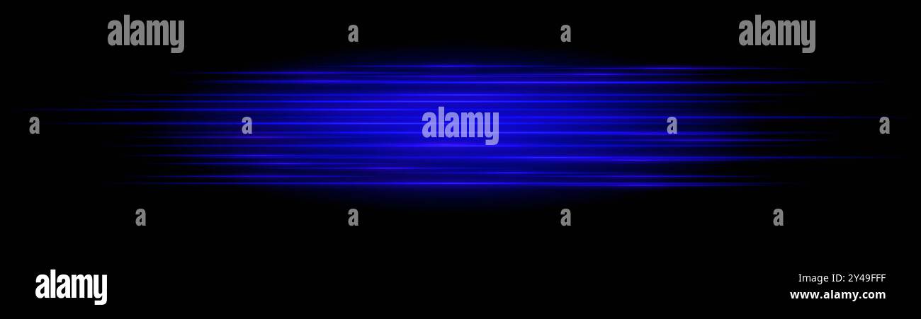 Blue speed neon stripes or light flash. Laser beams, horizontal beams ...