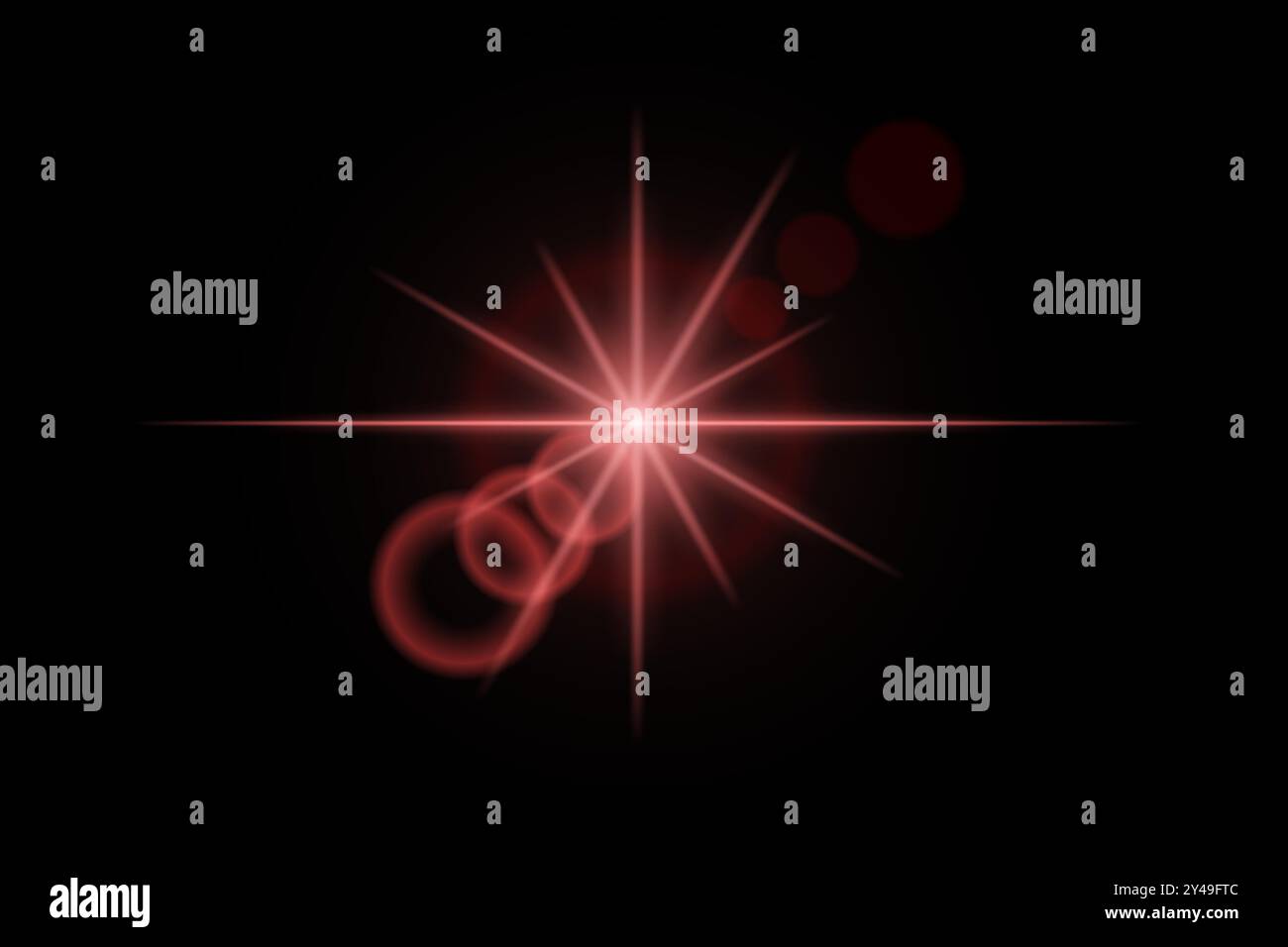 Red neon stripes or light flash star. Laser beams, horizontal beams ...