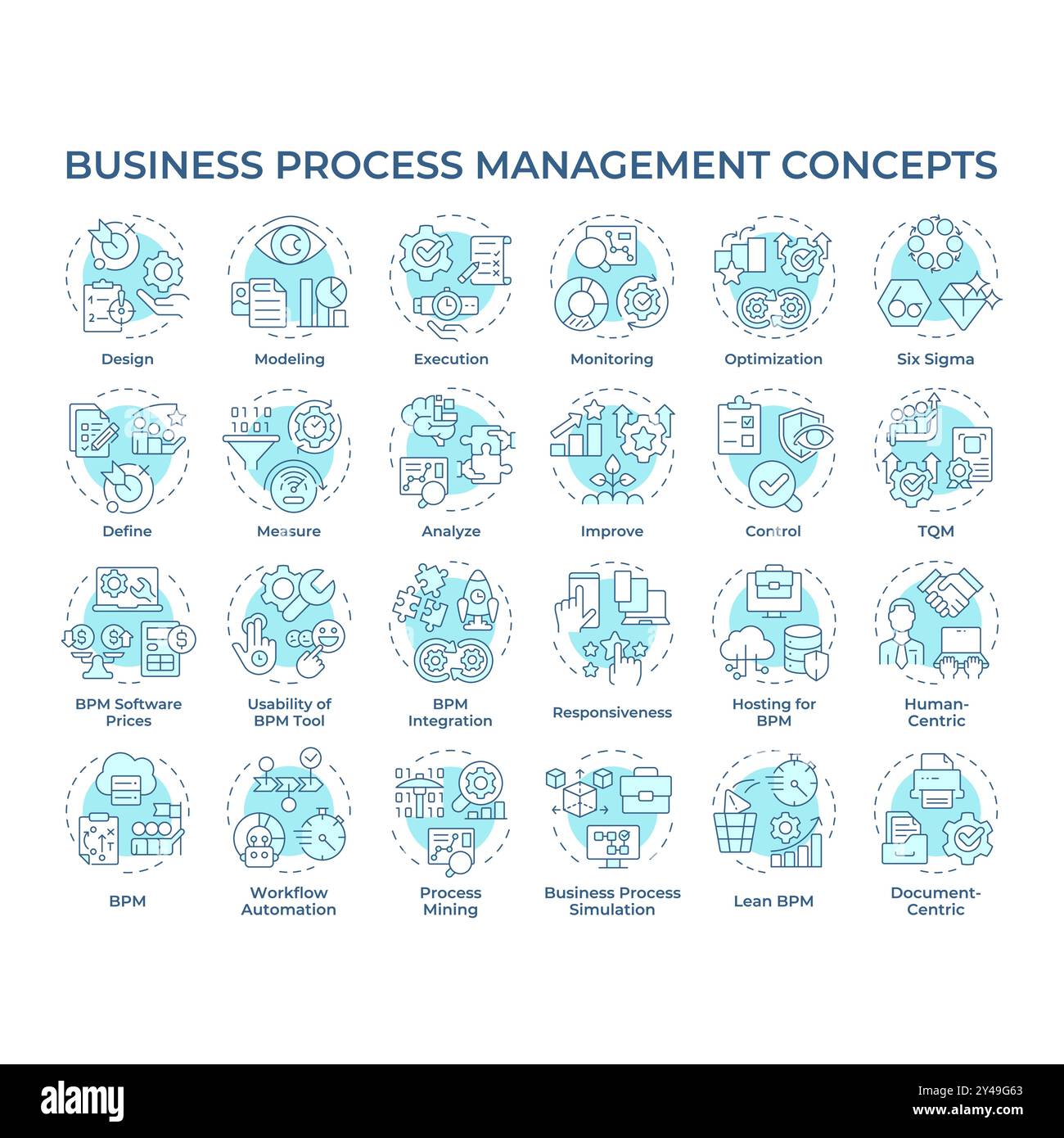 Business process management soft blue concept icons Stock Vector Image & Art - Alamy