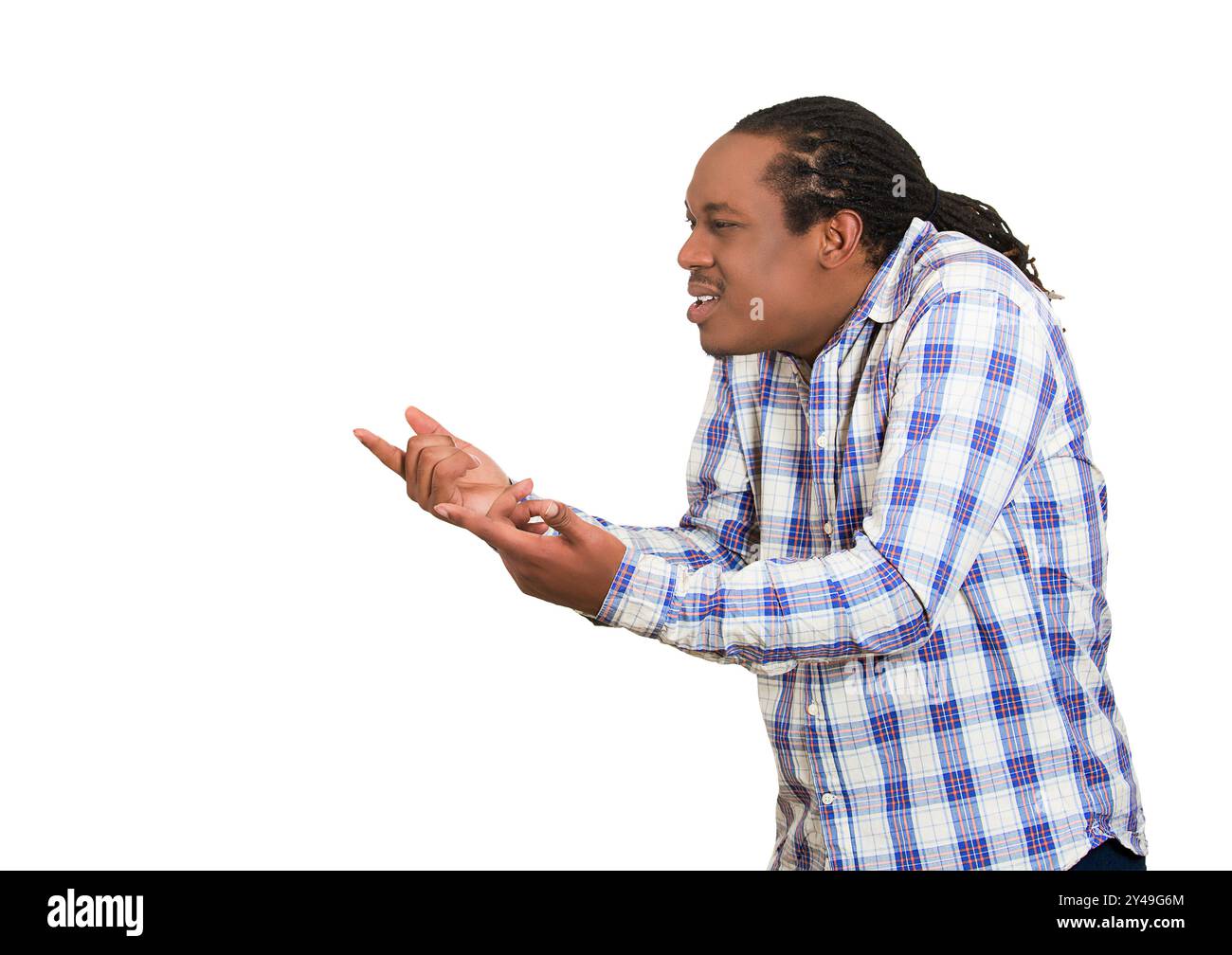 Closeup side portrait, headshot handsome young unhappy man, looking ...