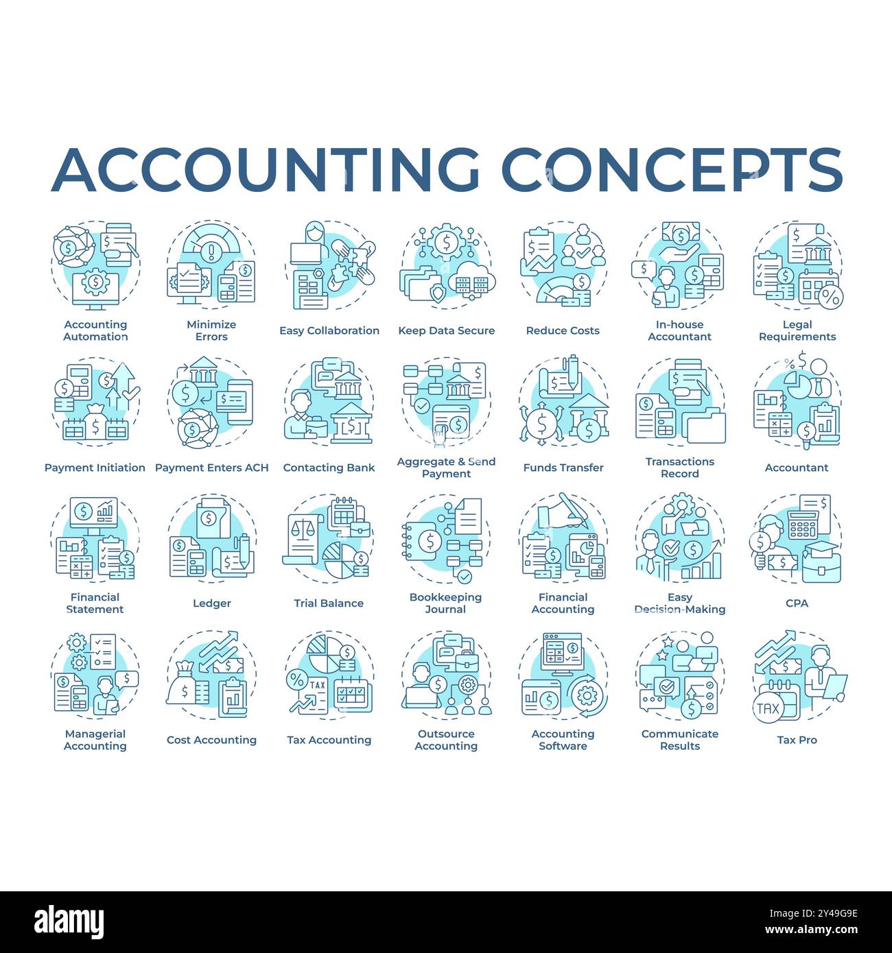 Accounting soft blue concept icons Stock Vector Image & Art - Alamy