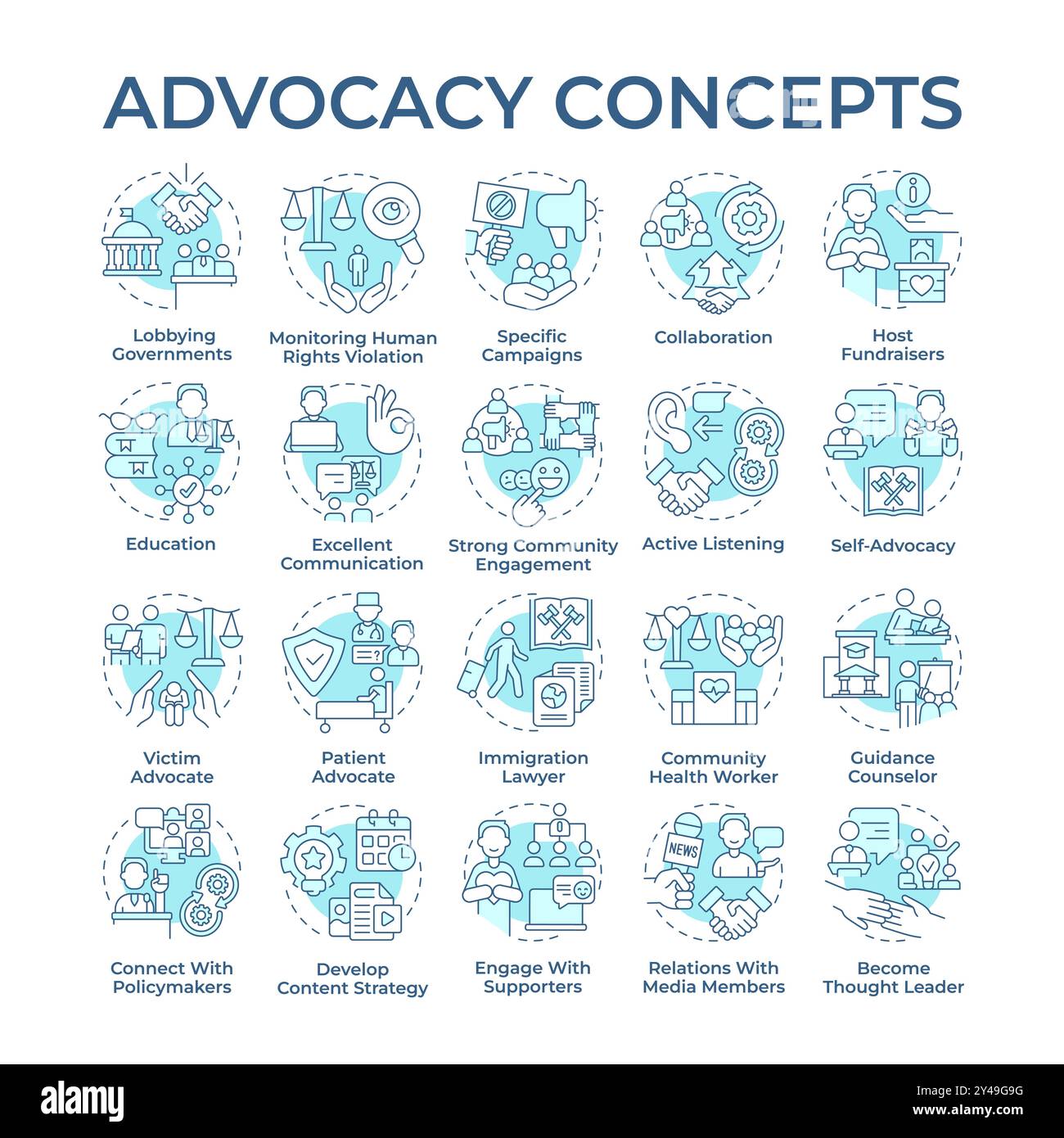 Advocacy soft blue concept icons Stock Vector Image & Art - Alamy