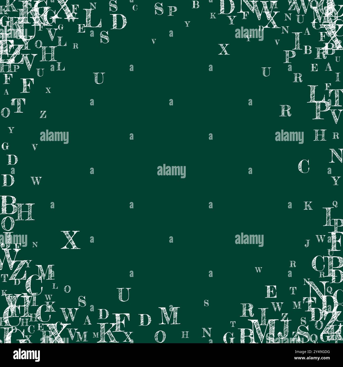 Concept of school background. White chalk falling letters of English ...