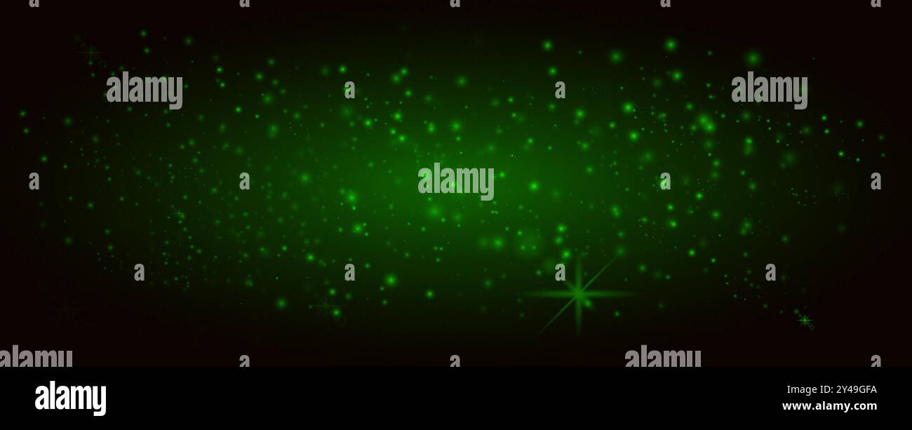 Glare light effect. Star Green dust, sparkles. Glowing stars, lights ...
