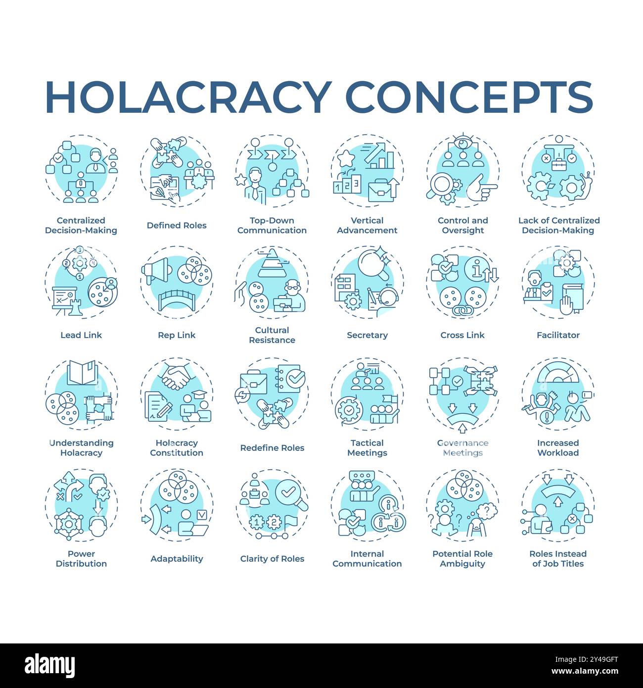 Holacracy soft blue concept icons Stock Vector Image & Art - Alamy