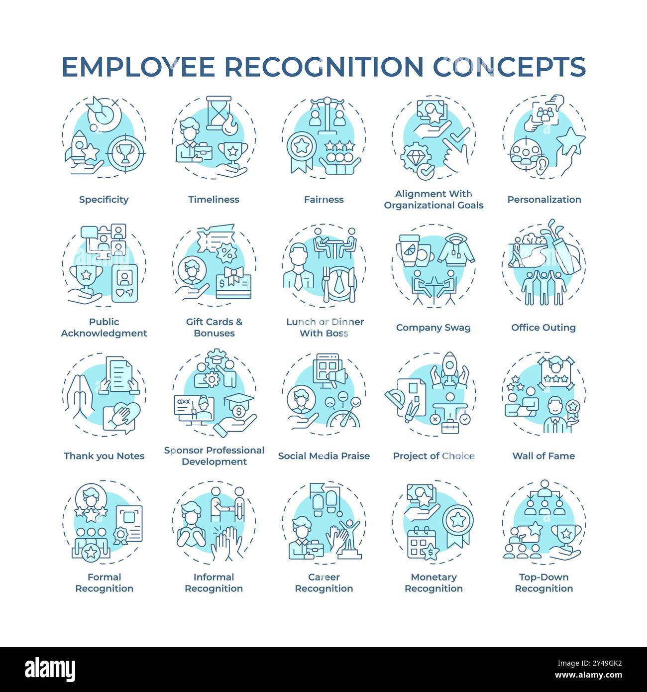 Employee recognition soft blue concept icons Stock Vector Image & Art ...