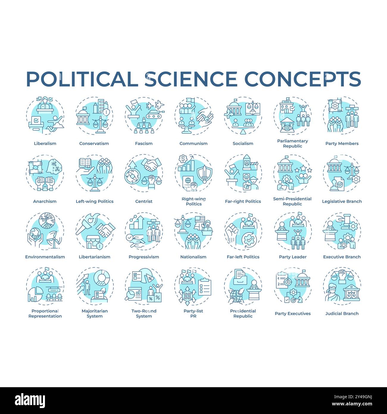 Political science soft blue concept icons Stock Vector Image & Art - Alamy