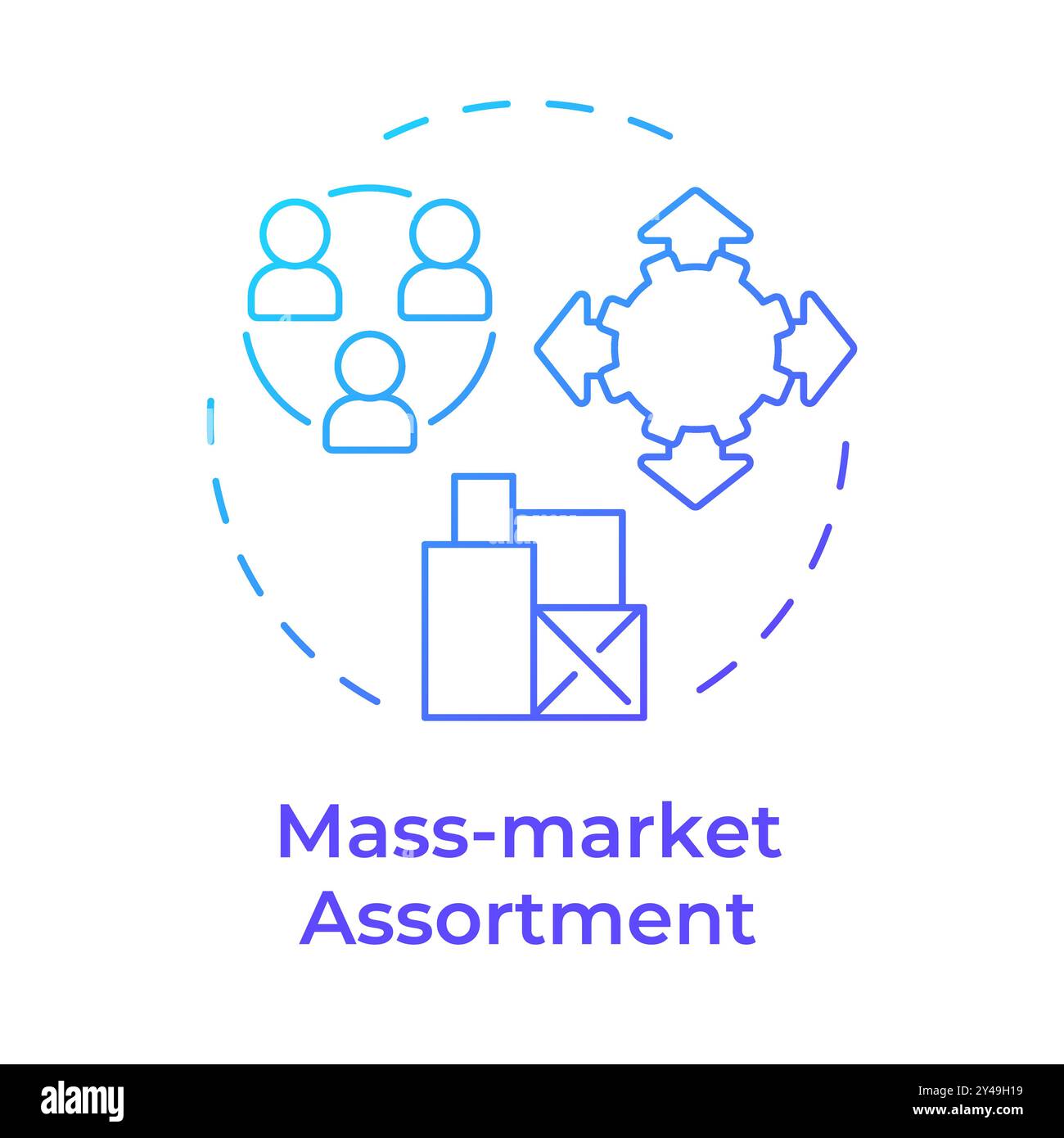 Mass market assortment blue gradient concept icon Stock Vector Image ...