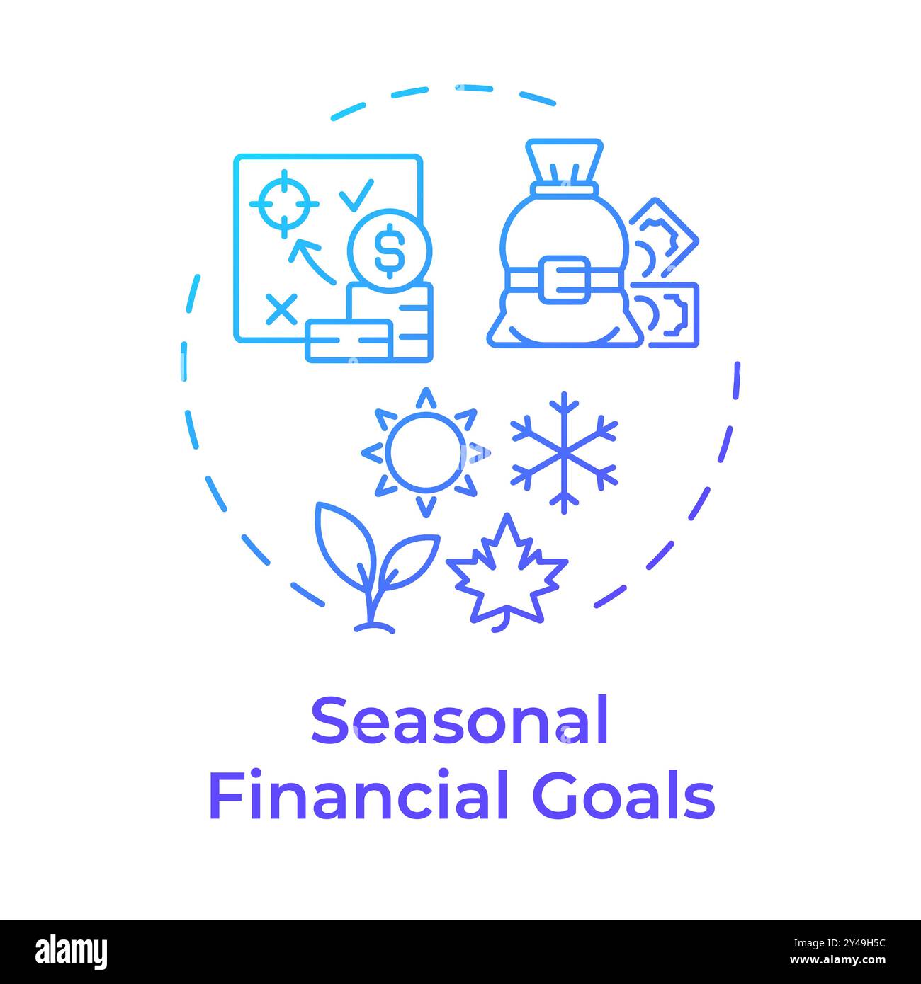 Seasonal financial goals blue gradient concept icon Stock Vector Image ...