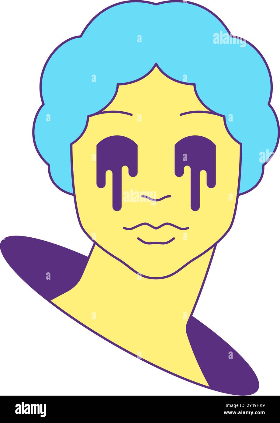 Y2k surreal Greek woman crying sculpture bust in hole icon vector flat ...