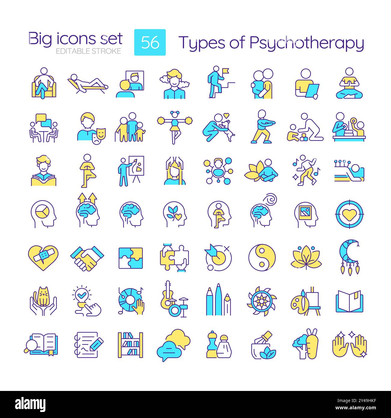 Types of psychotherapy RGB color icons set Stock Vector Image & Art - Alamy