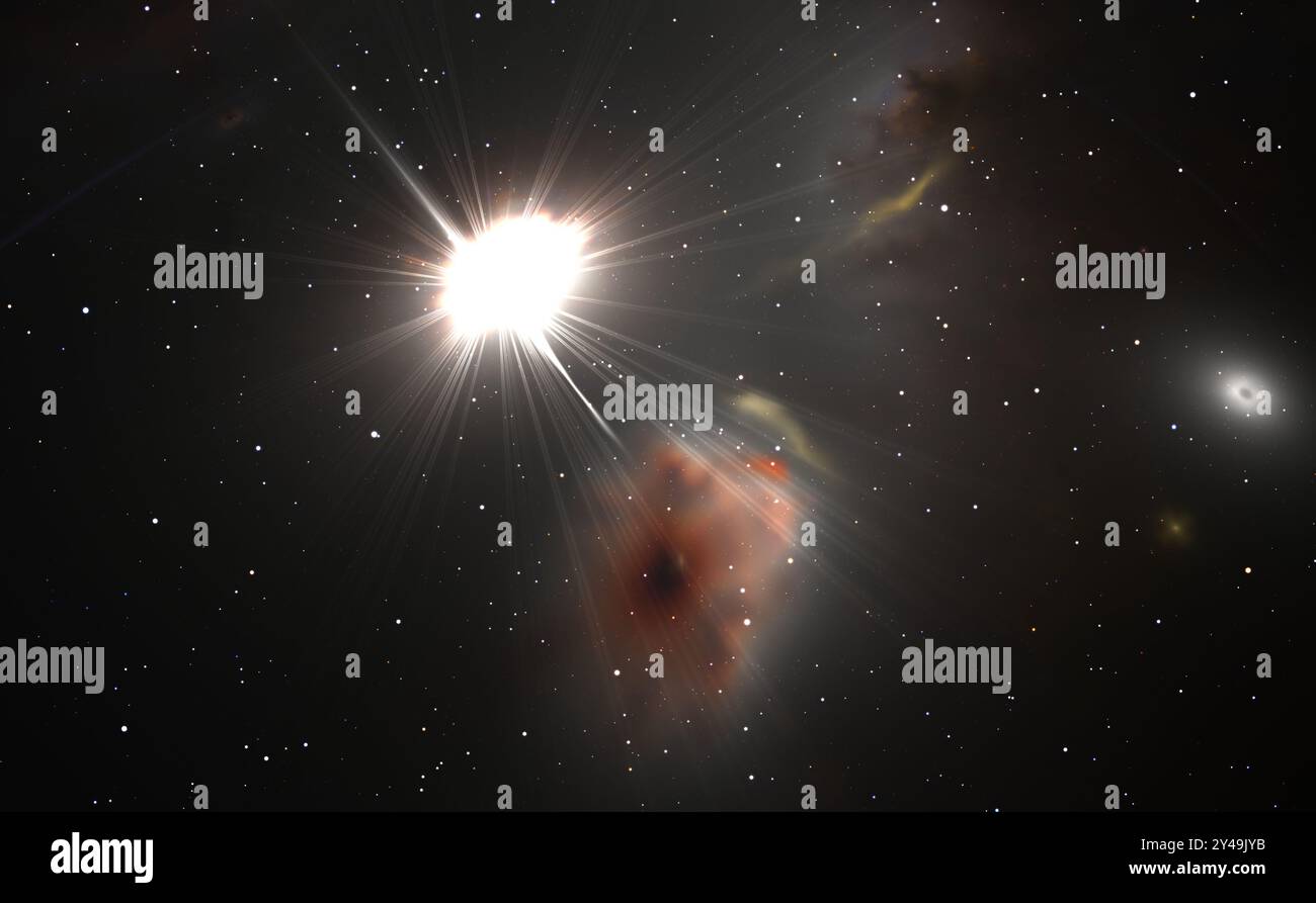 Space background with quasar and stars for use with projects on science ...