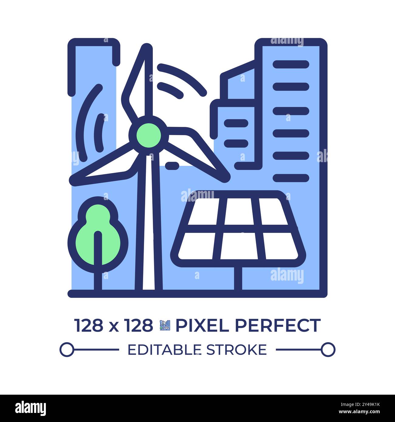 Renewable energy sources pixel perfect RGB color icon Stock Vector ...