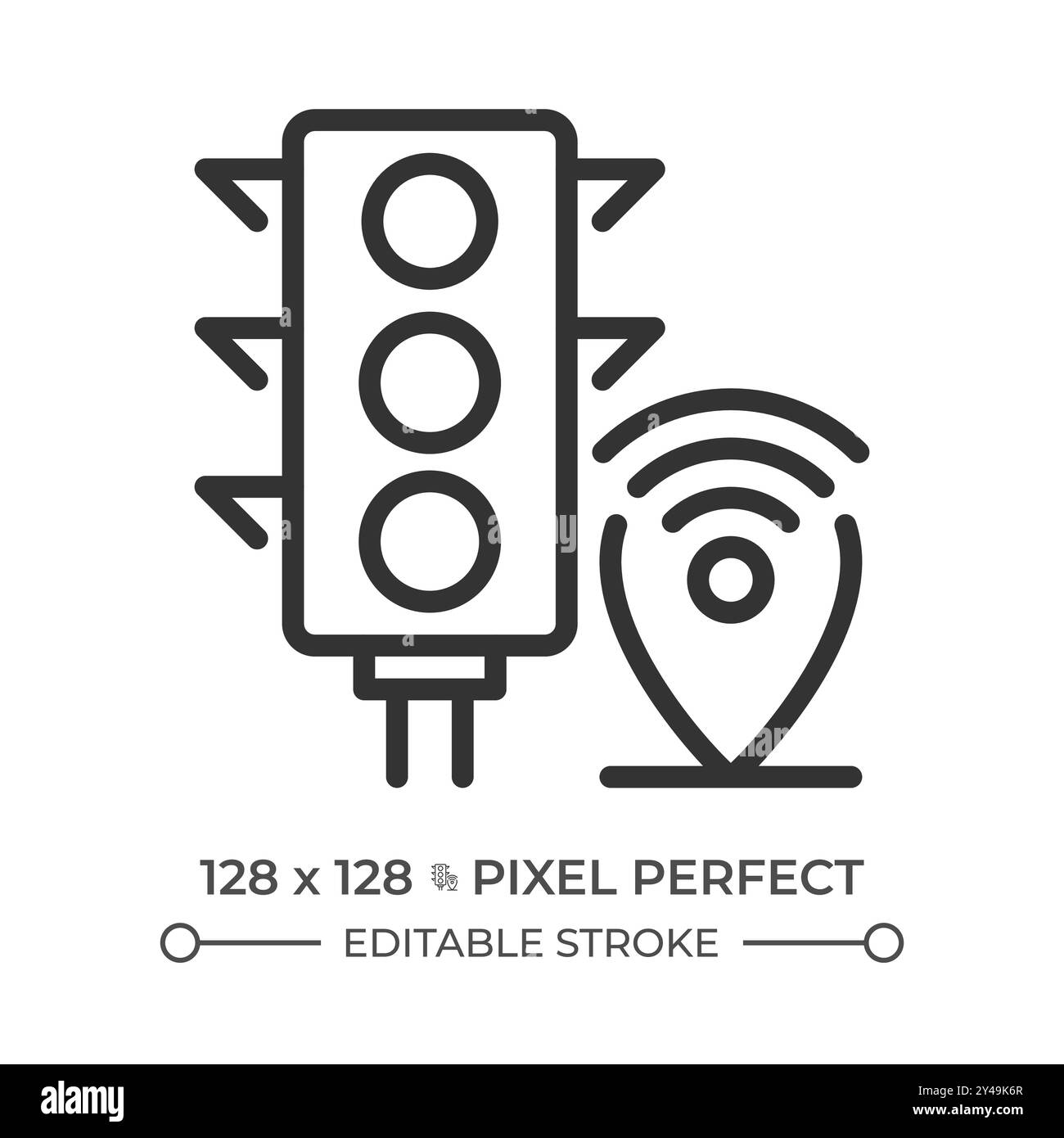 Traffic management systems pixel perfect linear icon Stock Vector Image ...