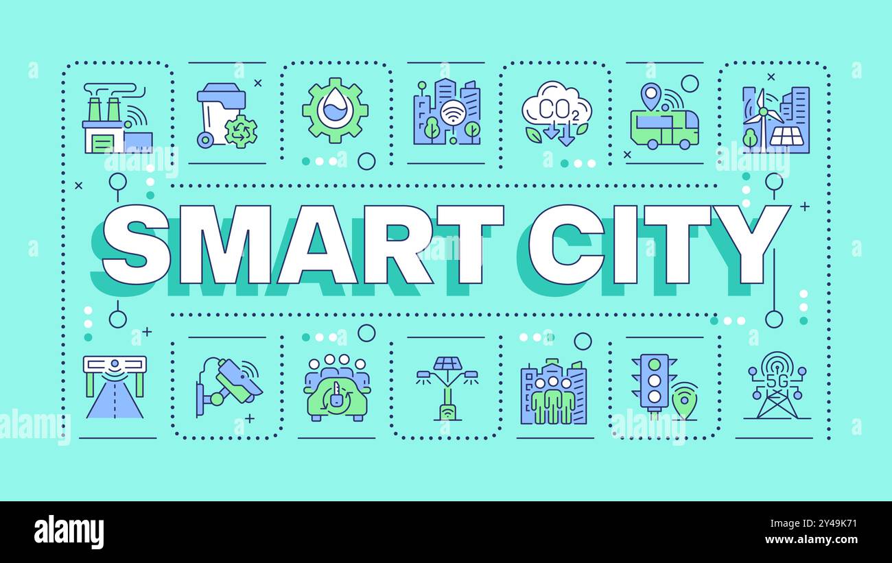 Smart city turquoise word concept Stock Vector Image & Art - Alamy
