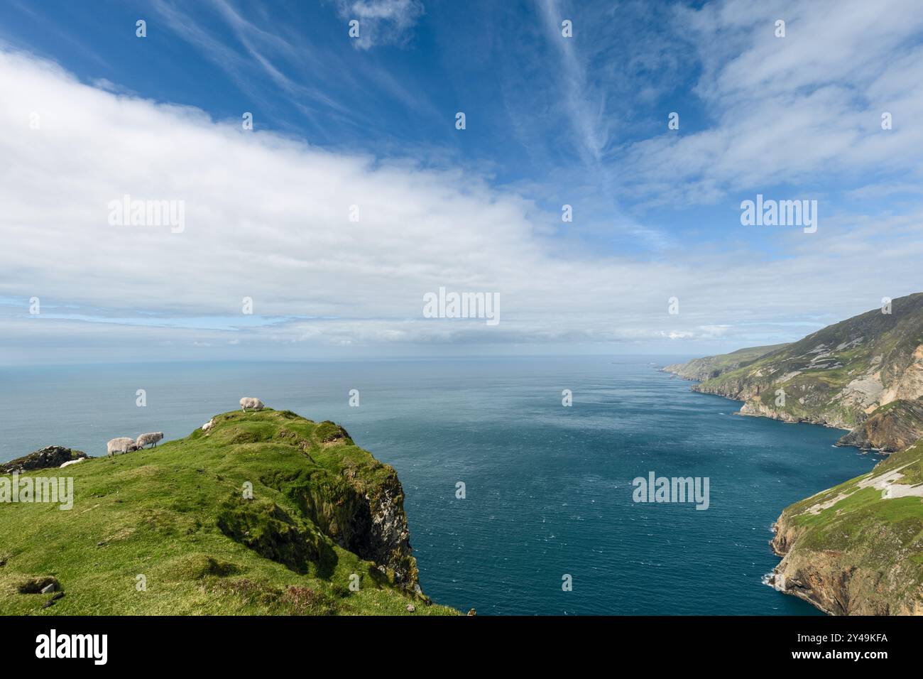 The scenic coastal cliffs of Slieve League in Ireland County Donegal ...