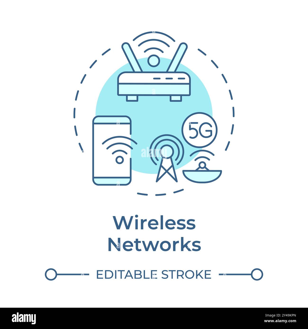 Wireless networks soft blue concept icon Stock Vector Image & Art - Alamy