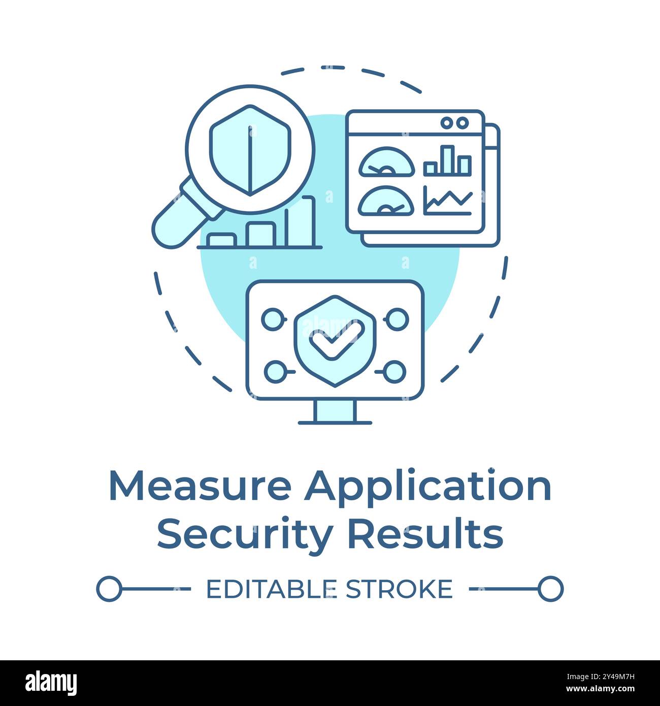 Measure Application Security Results Soft Blue Concept Icon Stock