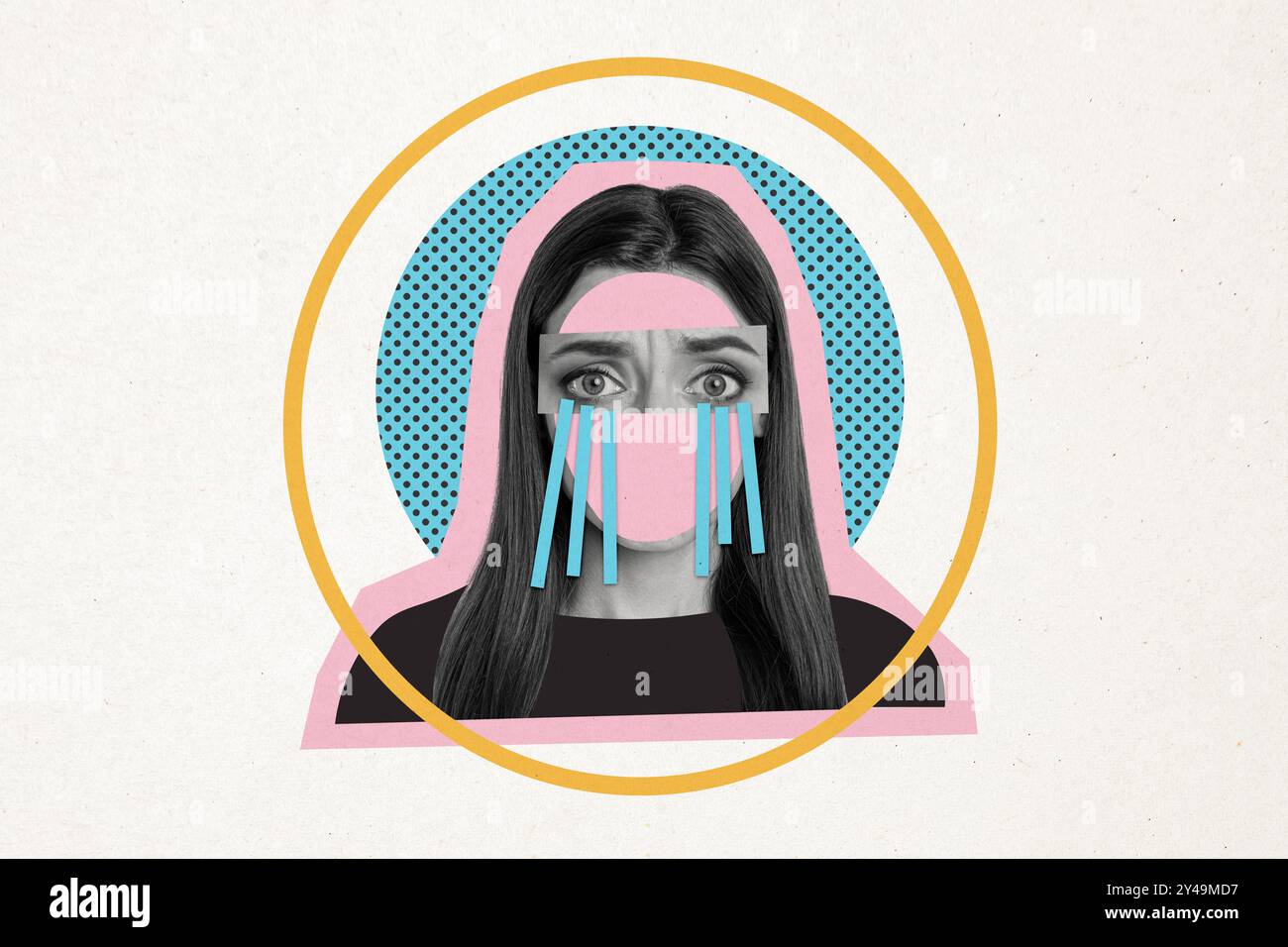 Composite photo collage of sad girl cry element faceless mental health ...