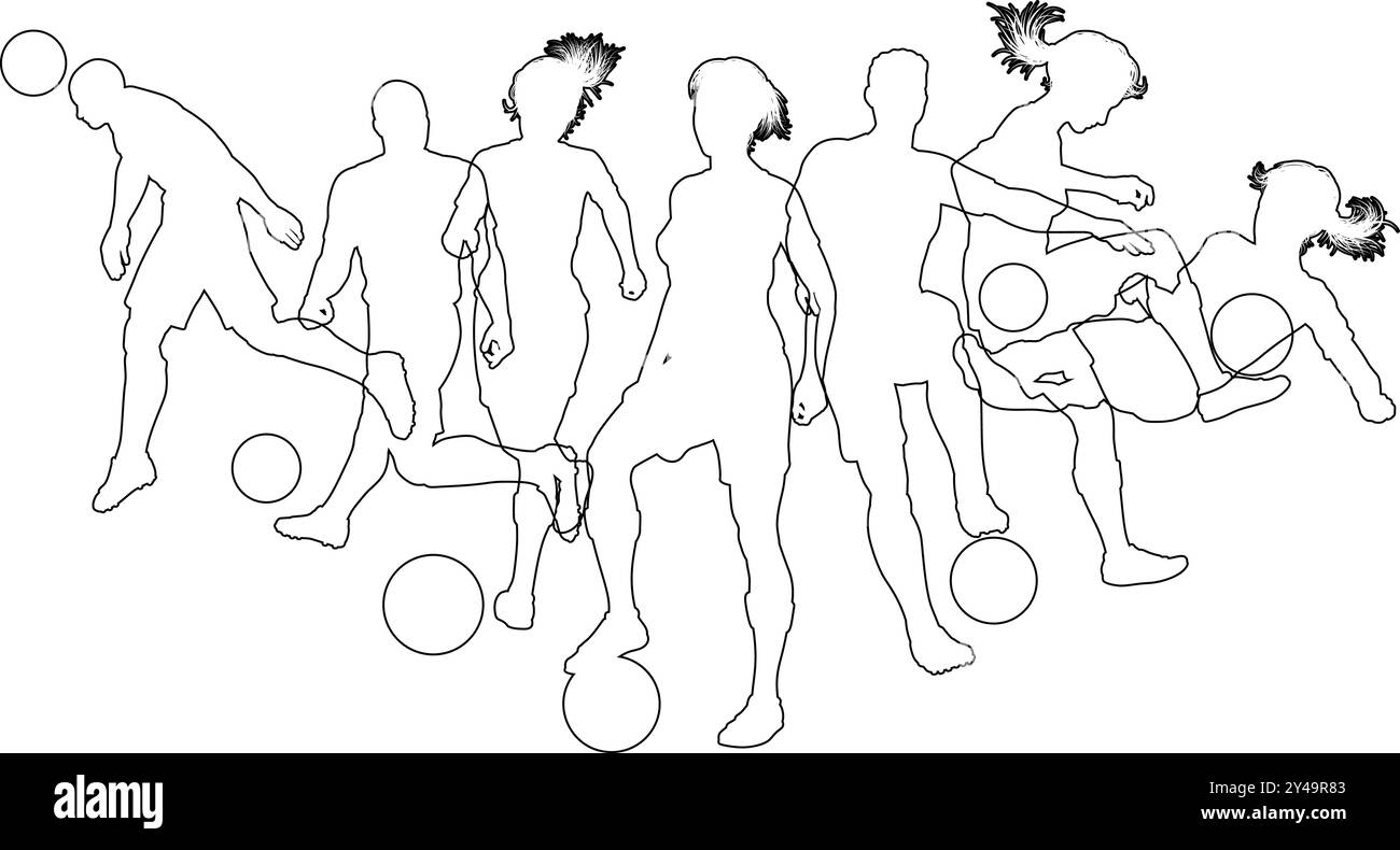 Soccer Football Players Men Women Silhouettes Stock Vector Image & Art ...