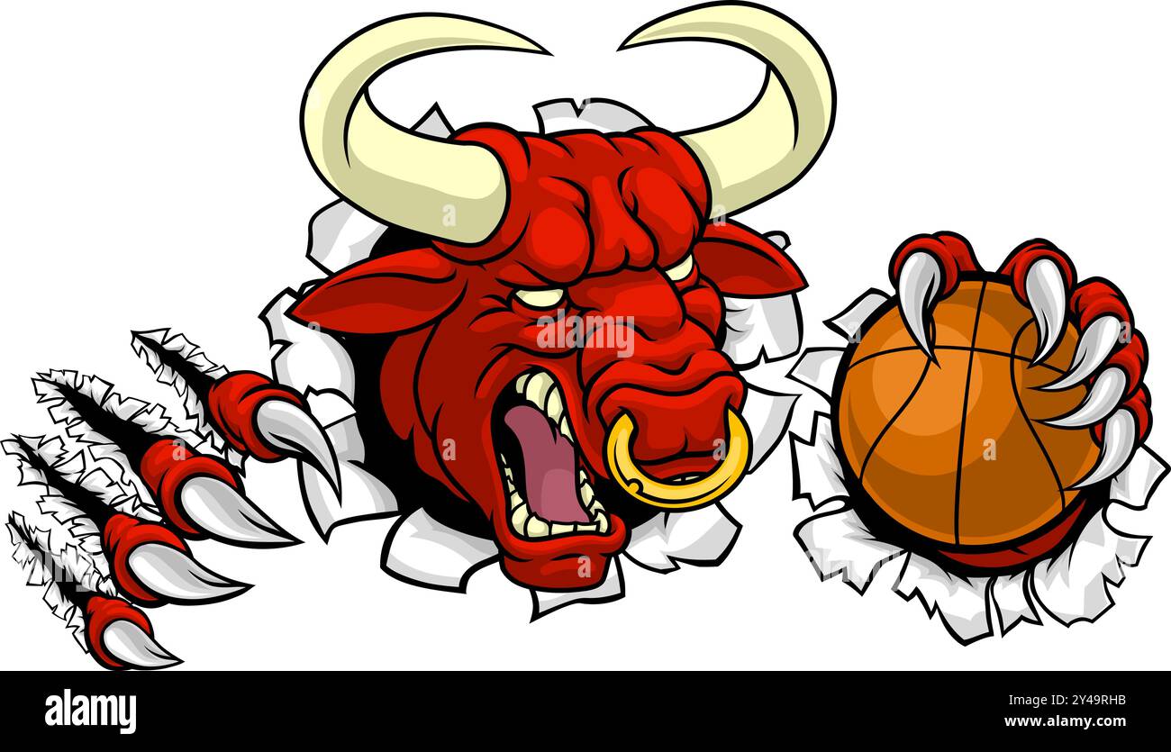 Bull Minotaur Longhorn Cow Basketball Mascot Stock Vector Image & Art ...