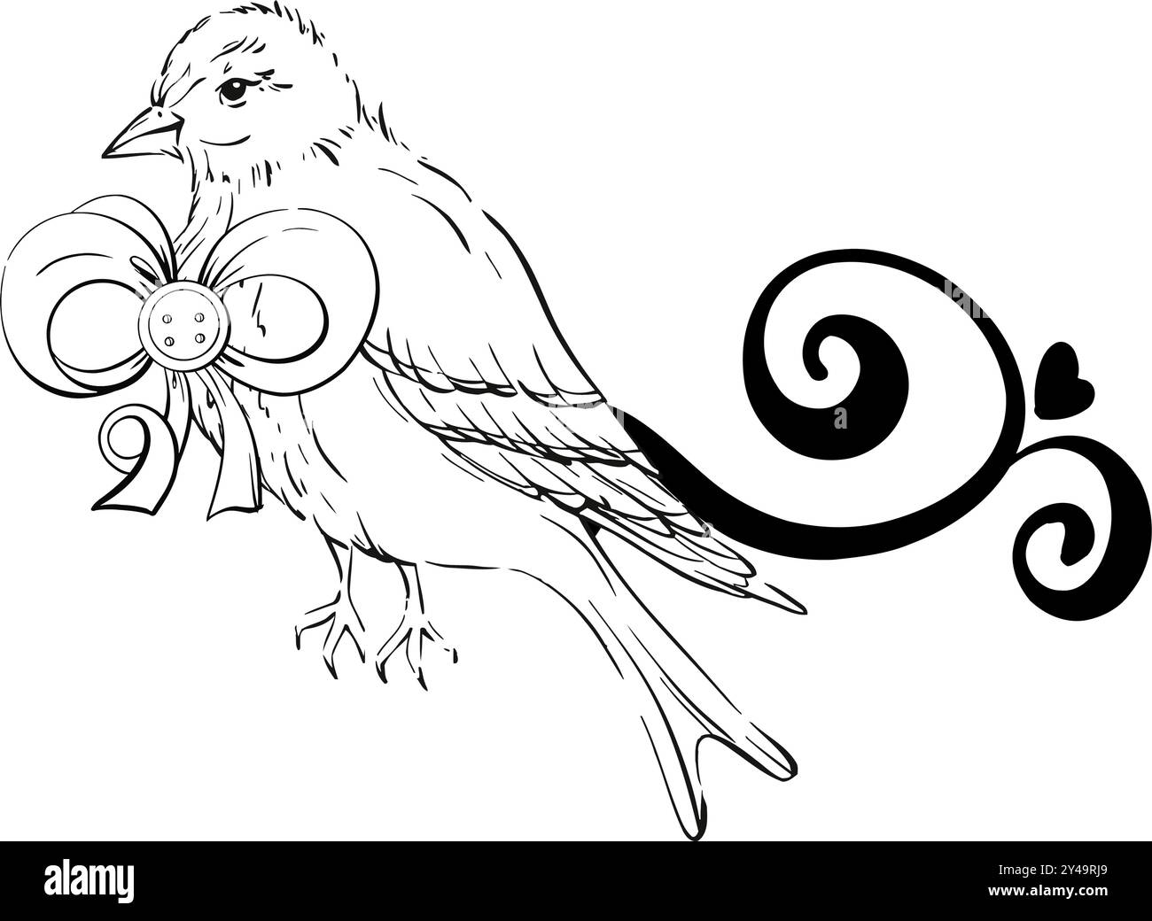 Victorian beard and bow with ribbon, curl. For greeting cards, wedding ...