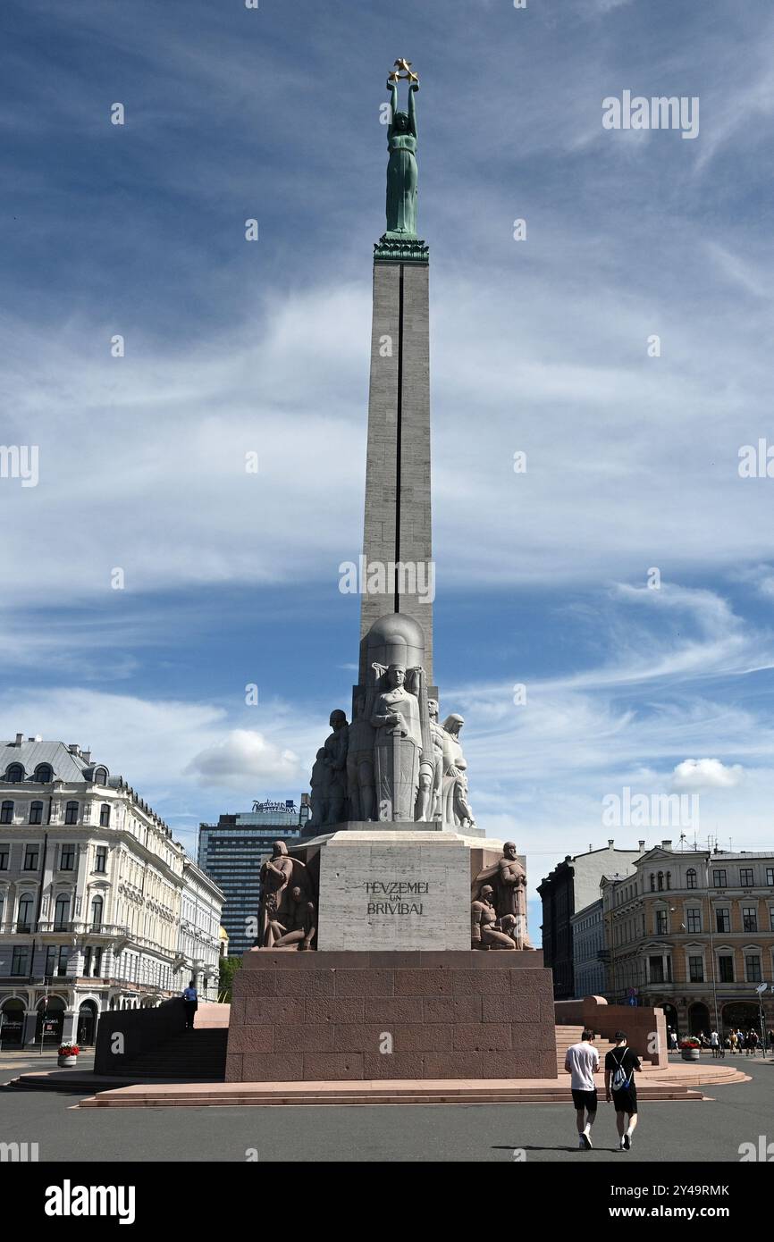 Riga, Latvia- July 23, 2024: The Freedom Monument in Riga, honouring ...