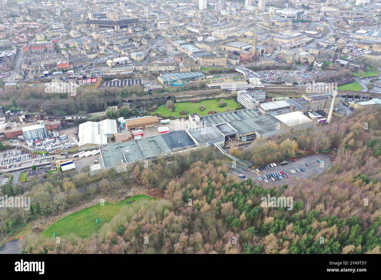 Aerial photo of the town centre of the town of Halifax in Calderdale ...