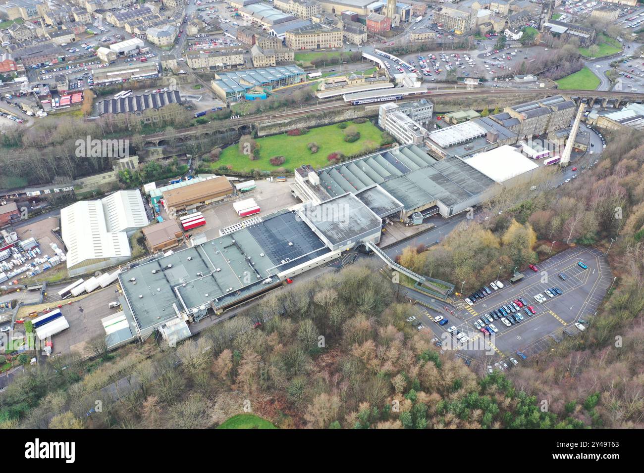 Aerial photo of the town centre of the town of Halifax in Calderdale ...