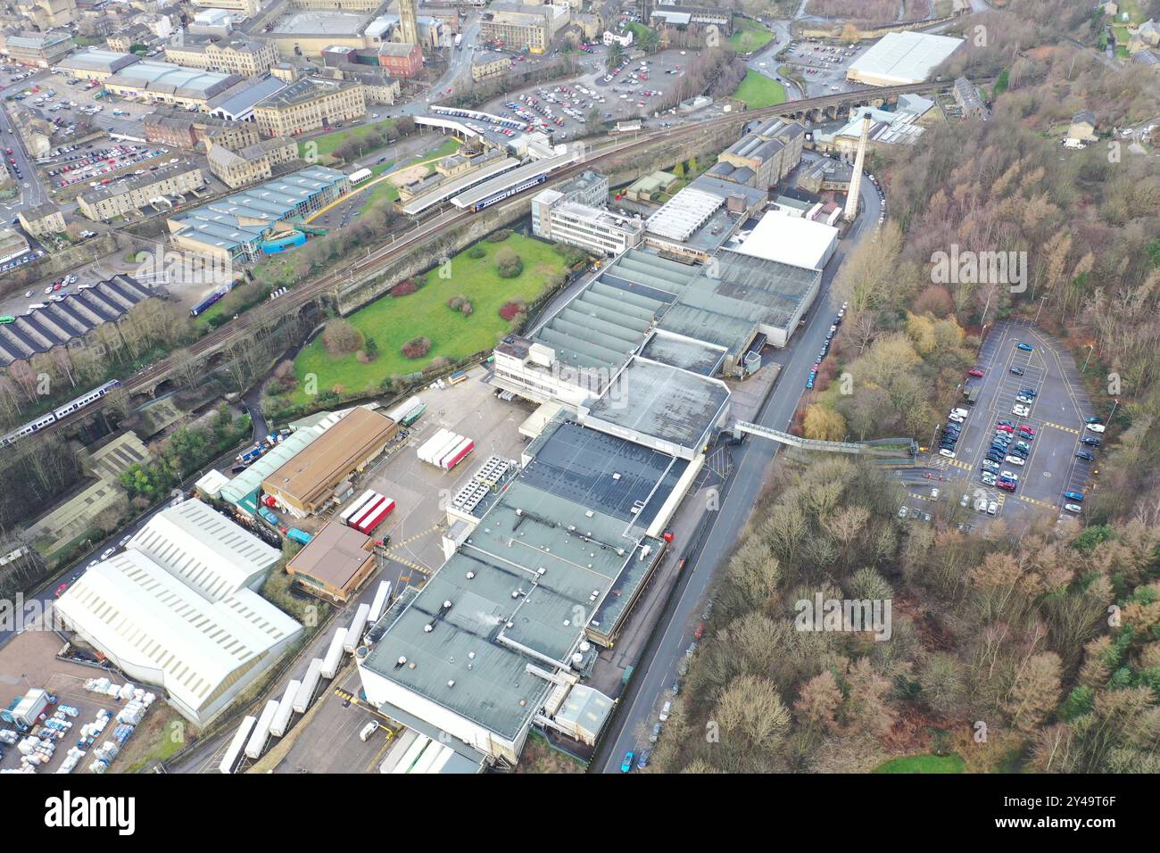 Aerial photo of the town centre of the town of Halifax in Calderdale ...