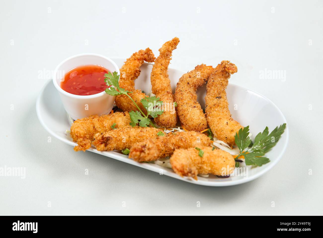 Fried crispy shrimps with sweet chili sauce Stock Photo - Alamy