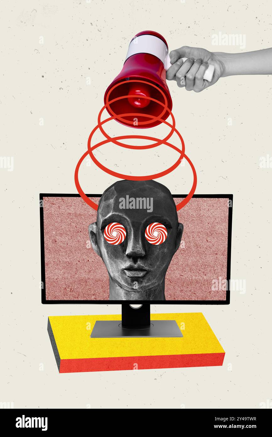 Vertical creative 3d photo artwork graphics collage painting of arm ...