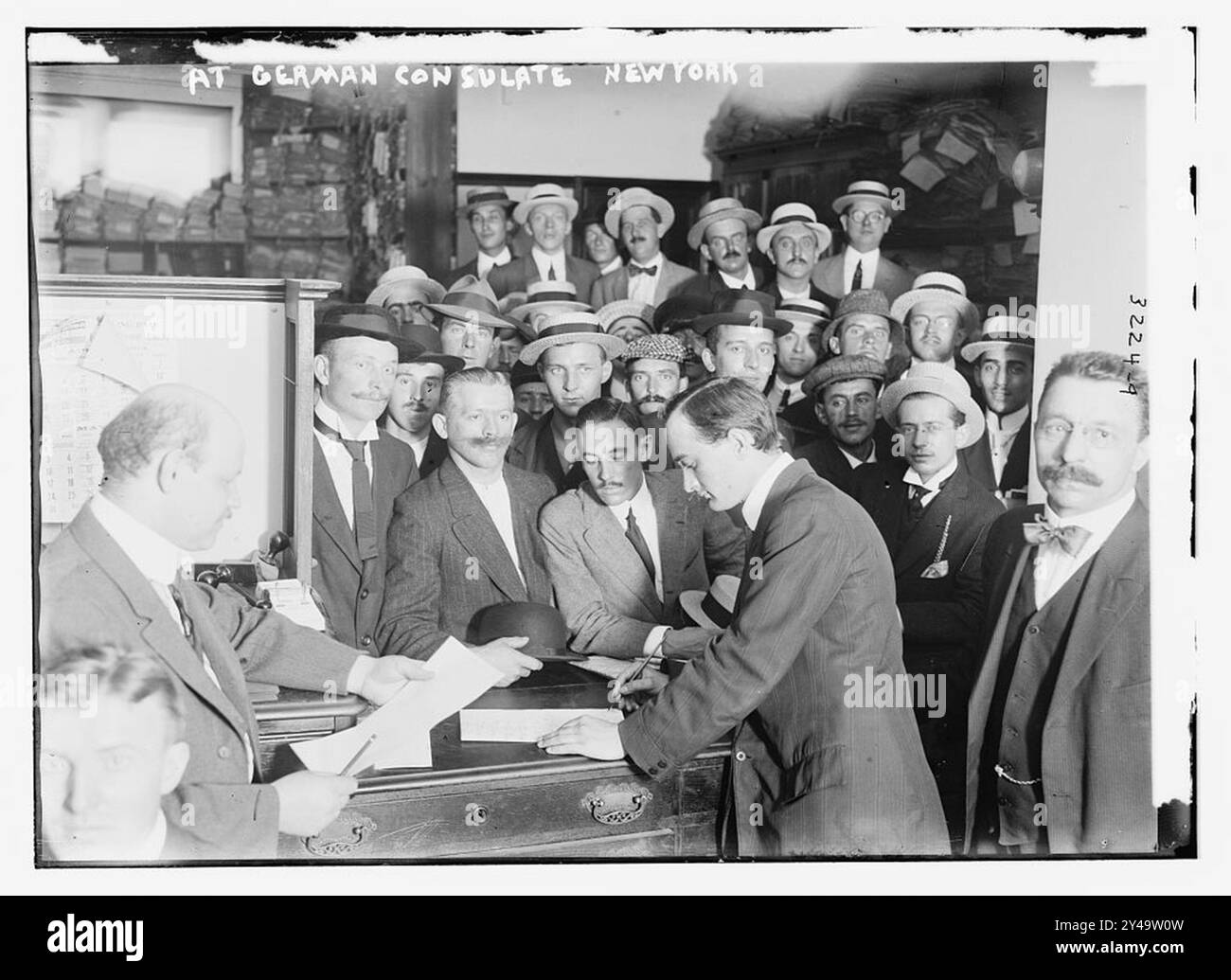 Photograph shows German Americans at the German Consulate in New York ...