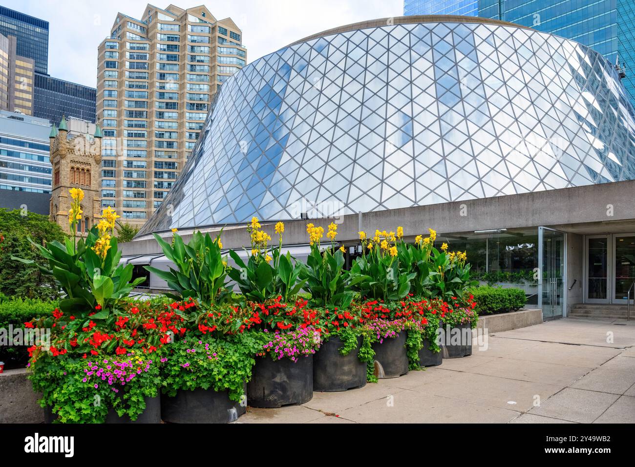 Potted decorative plants outside the Roy Thompson Hall in the downtown ...