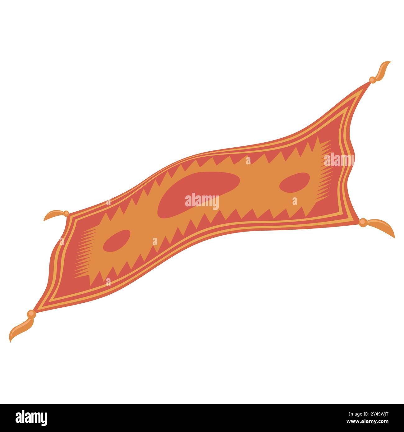 Vector flying magic carpet. Wavy Persian orange textile. Fairytale cartoon character Stock ...