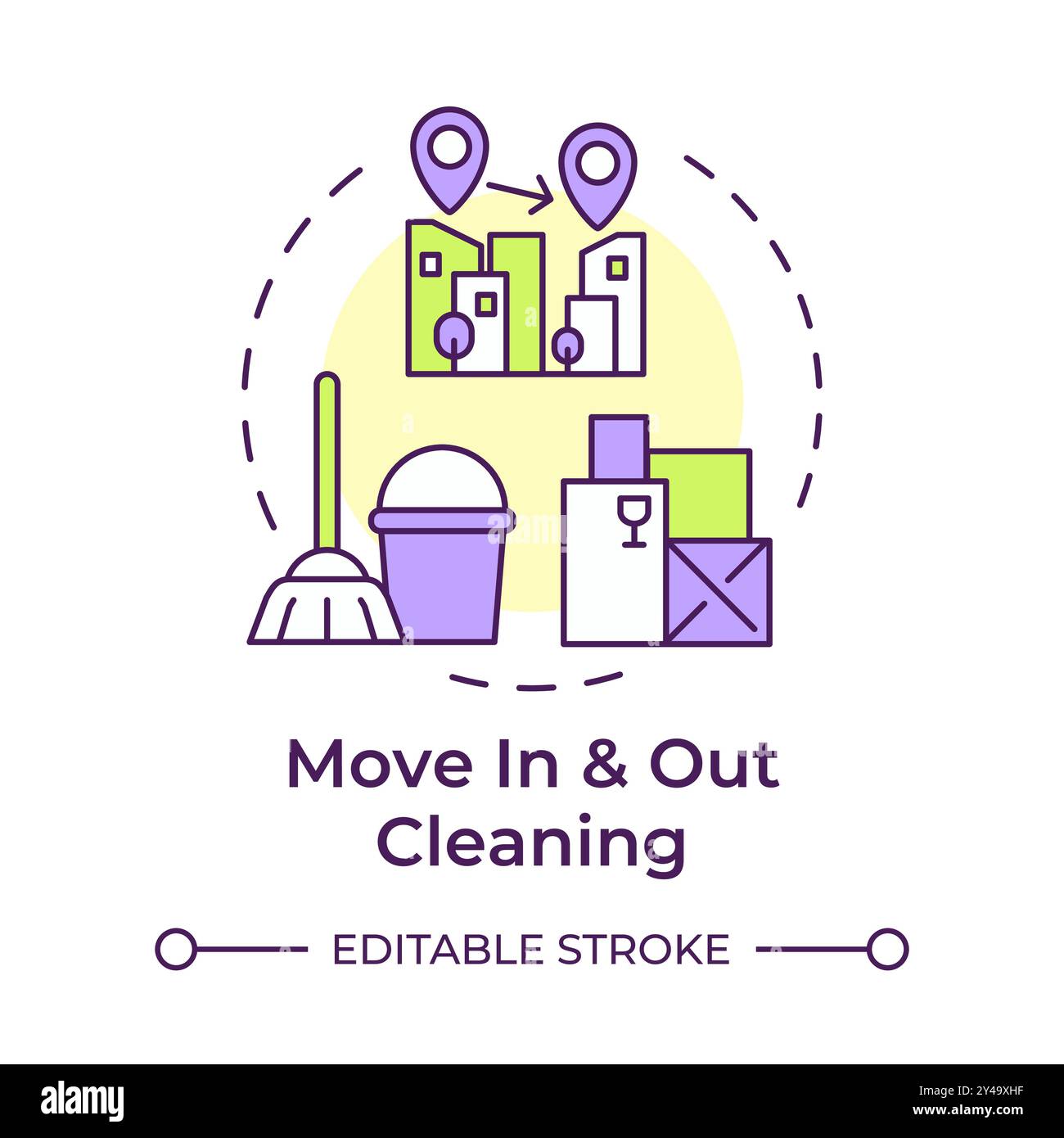 Move in and out cleaning multi color concept icon Stock Vector Image ...