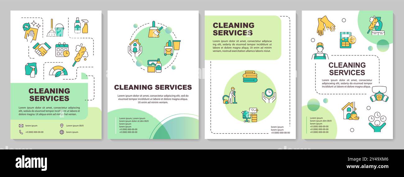Cleaner booking benefits green circle brochure template Stock Vector ...