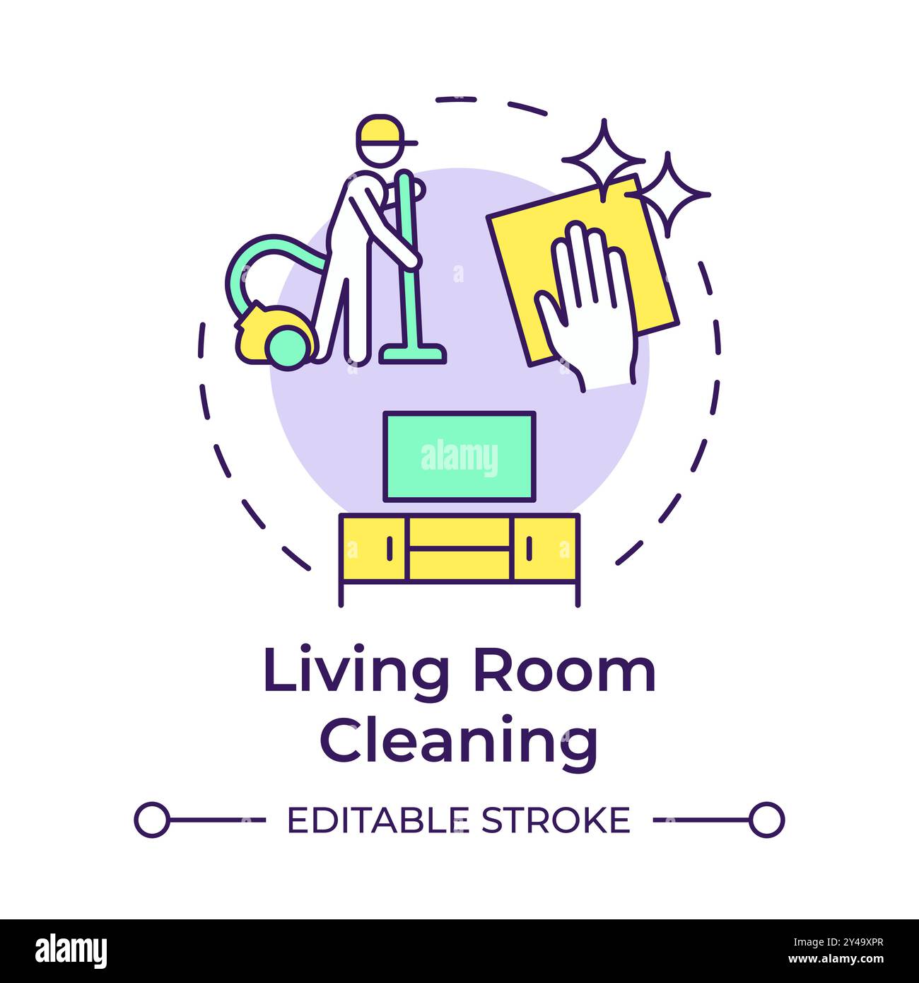 Living room cleaning multi color concept icon Stock Vector Image & Art ...