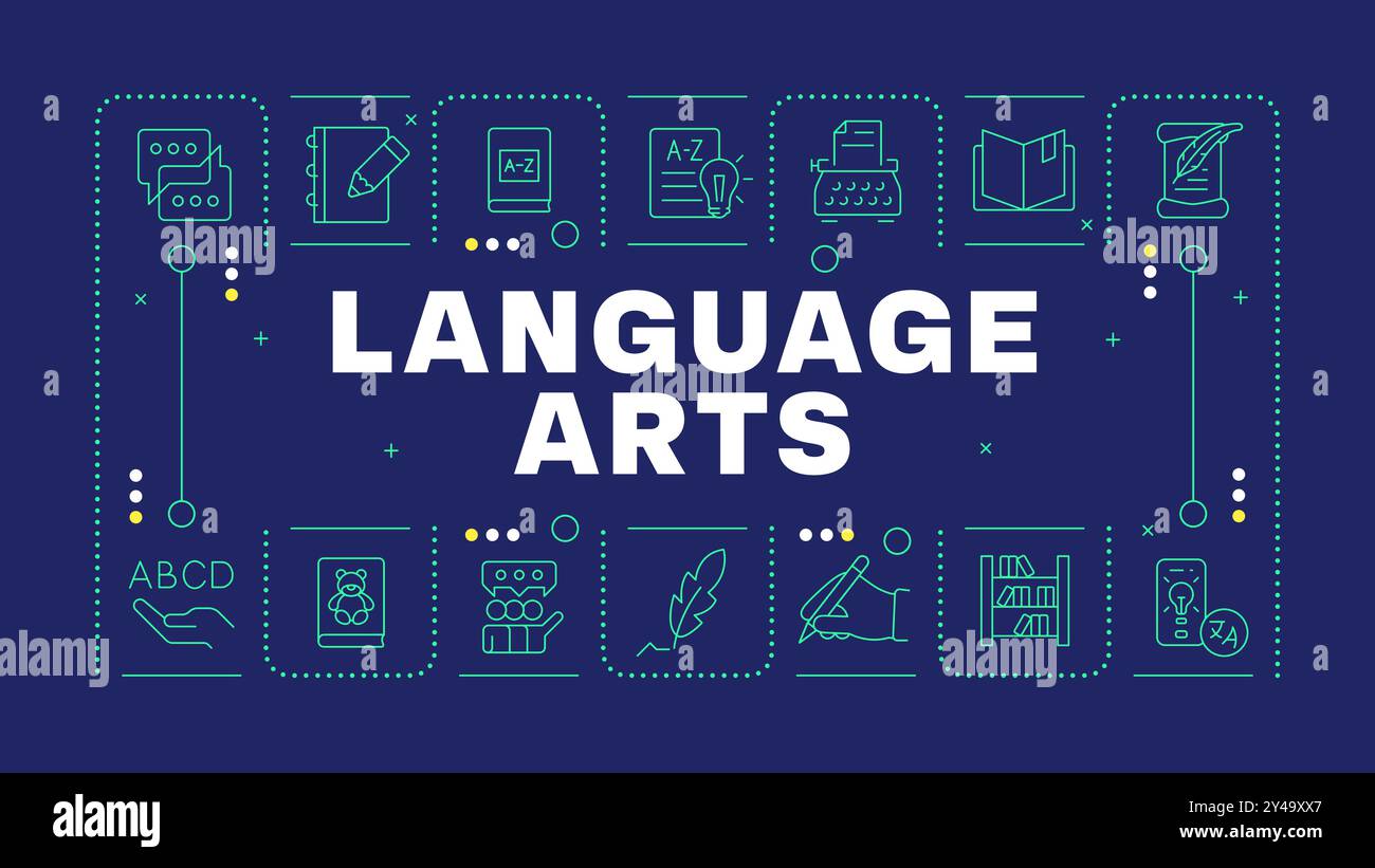 Language arts dark blue word concept Stock Vector Image & Art - Alamy