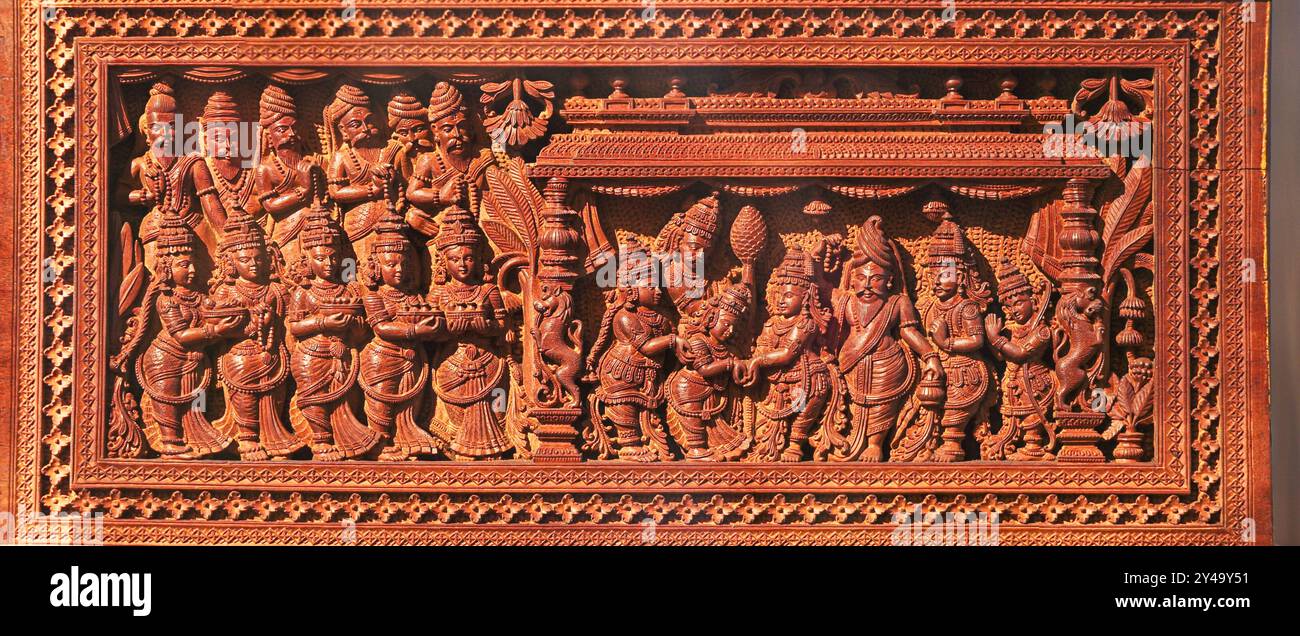 Sandalwood Writing Box By 1903. Indian Carving Art. Religious Motifs Of ...