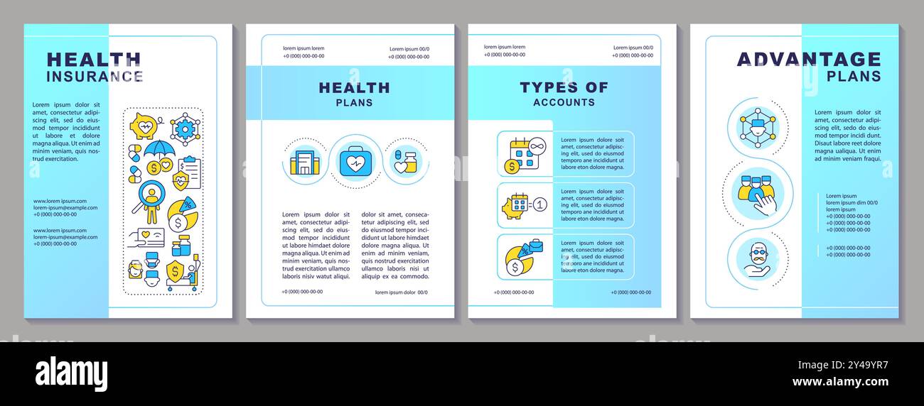 Health insurance blue gradient brochure template Stock Vector Image ...