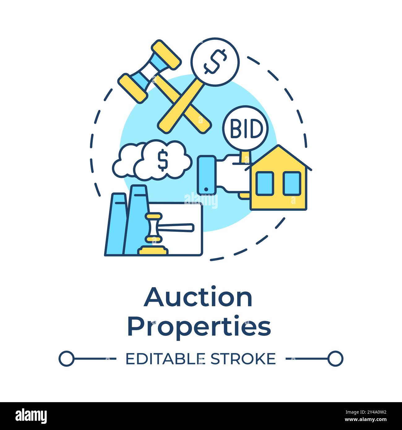Auction properties multi color concept icon Stock Vector Image & Art ...
